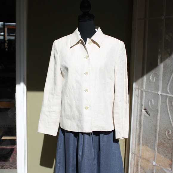 Talbots | Jackets & Coats | Talbots Linen Jacket In Cream | Poshmark